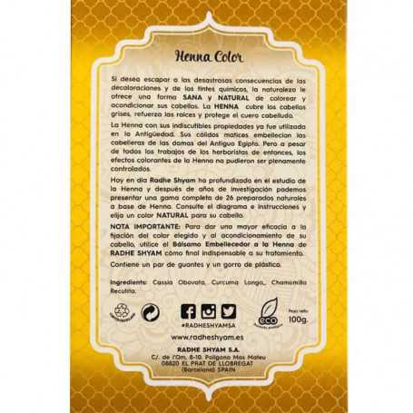 Henna Color Rubio Intenso Natural Polvo 100 gr. Radhe Shyam